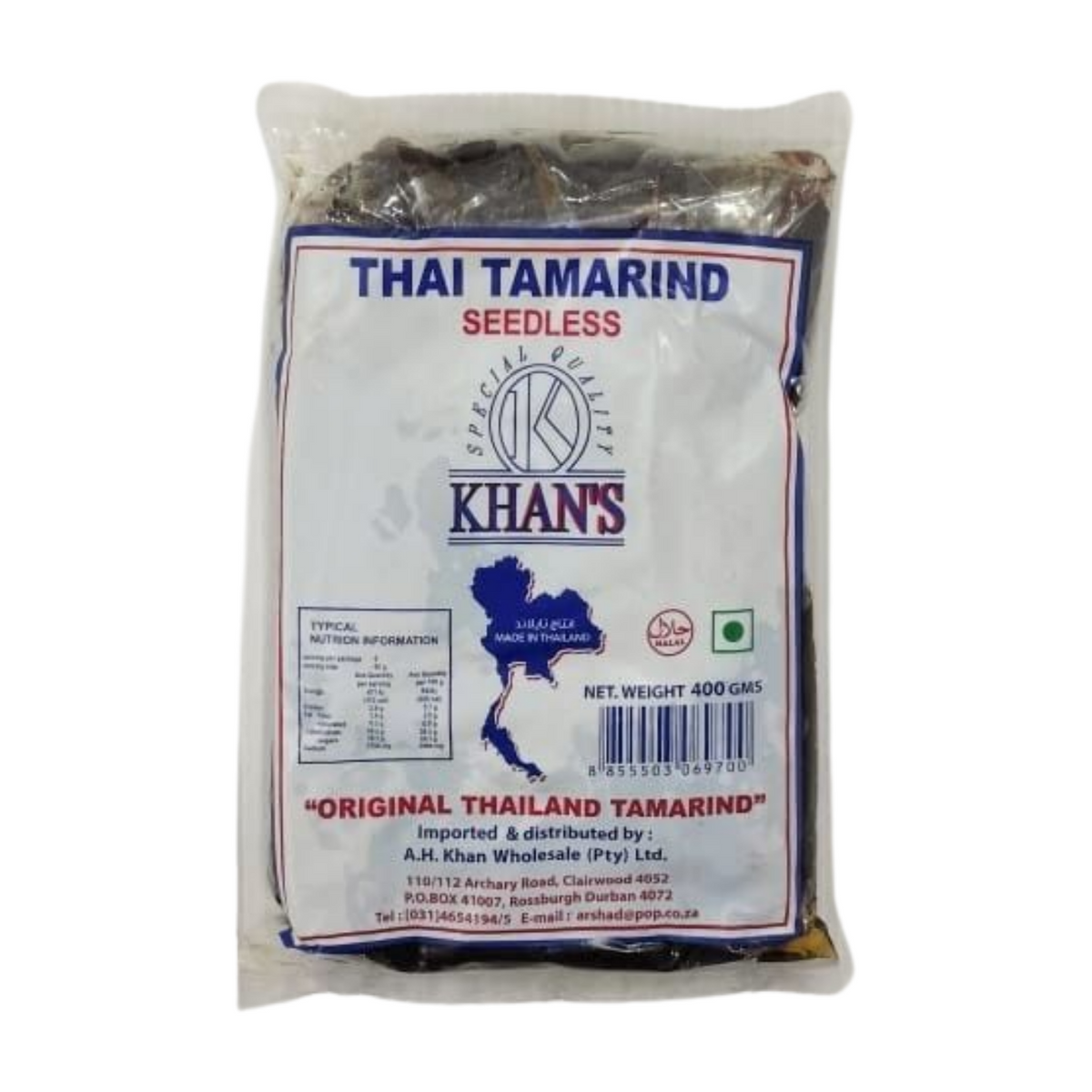 KHANS THAI BLACK TAMARIND SEEDLESS 400GM — Chohans Spice