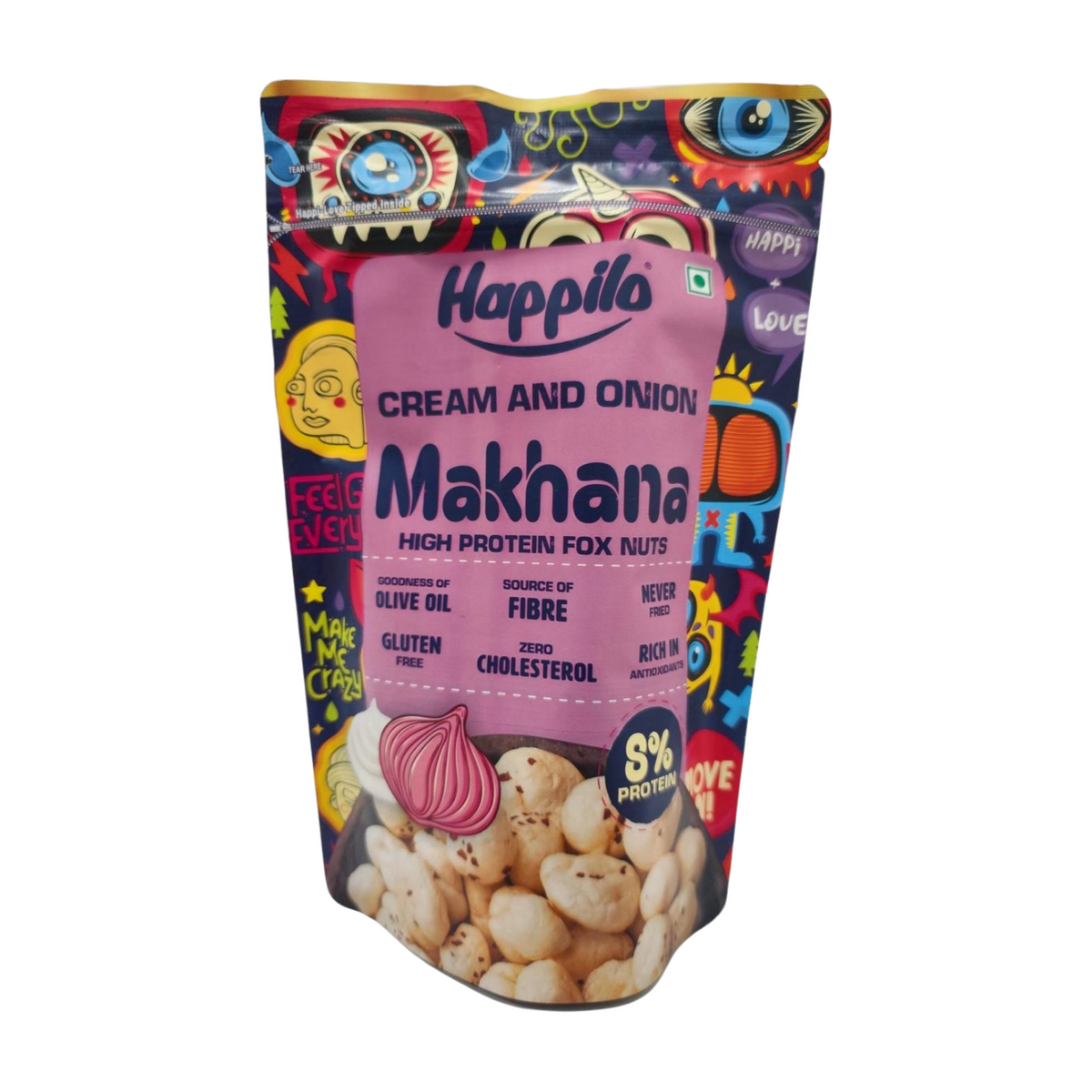 HAPPILO MAKHANA CREAM & ONION 55GM — Chohans Spice